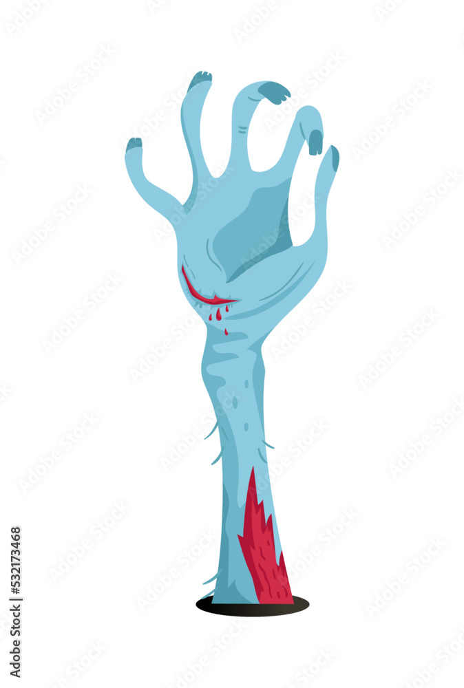 Vecteur Stock Zombie hand sticking out from ground in cartoon style ...