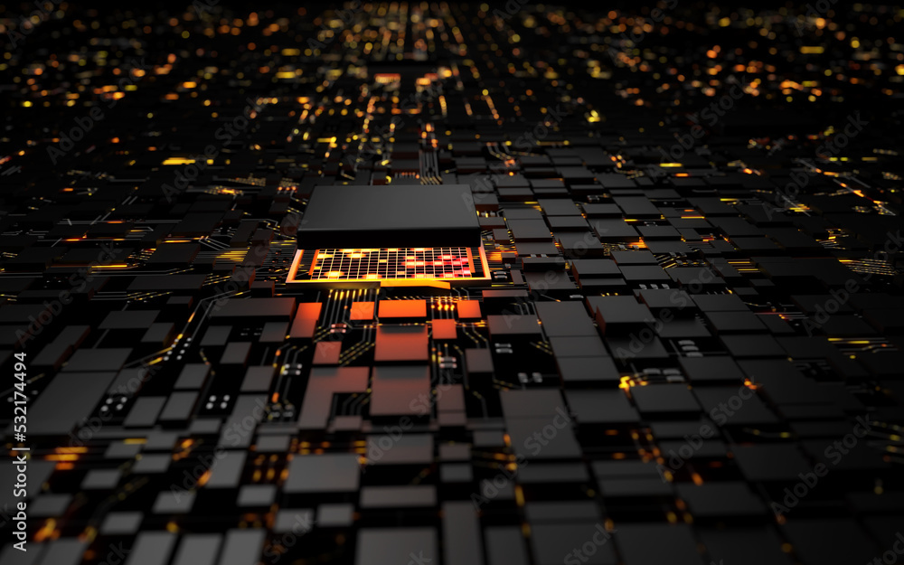 Ilustração do Stock: 3D rendering microprocessor CPU chipset central ...