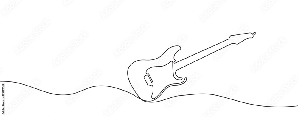 Continuous line drawing of a guitar on a white background. Vector ...