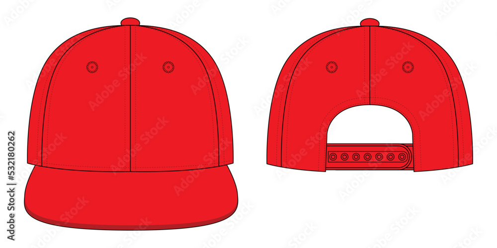 Blank Red Hip Hop Cap With Adjustable Snap Back Strap Closure Template ...