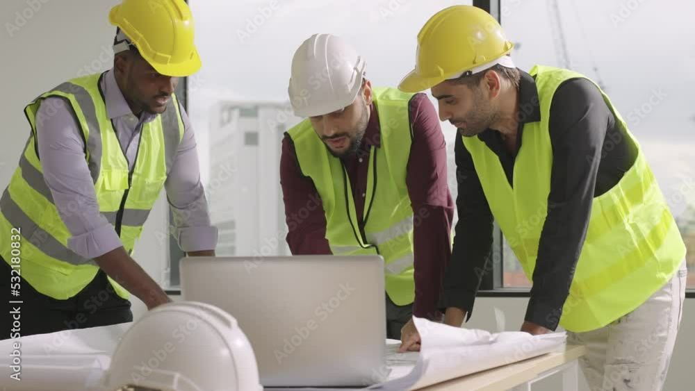 Engineers, construction workers, contractors, customers shake hands in ...