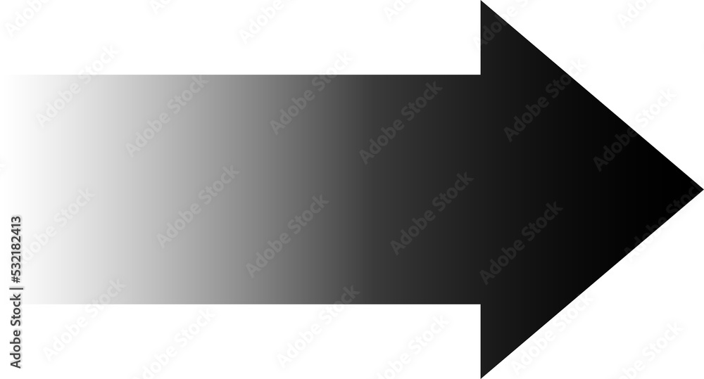 Black gradient arrow shape. Symbol for rising costs, expenses. Isolated ...