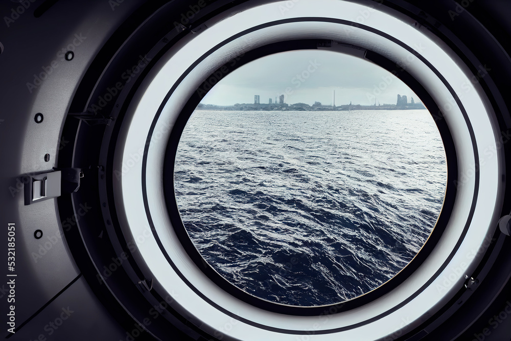 Porthole, look on the sea. Boat porthole. ship porthole or window with ...