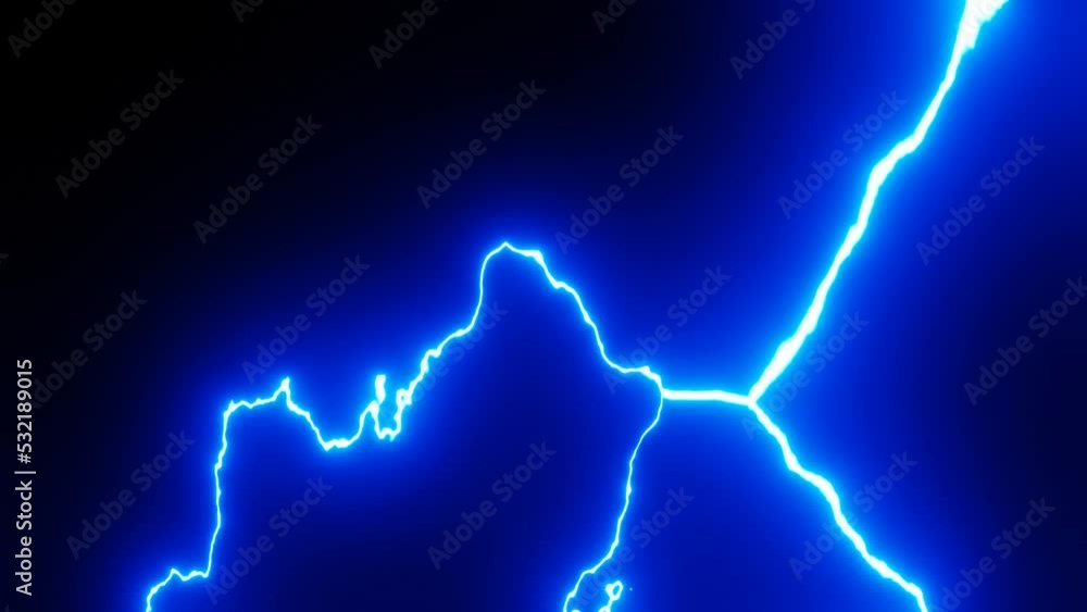 3d animation blue electric discharge or lightning on a black background ...