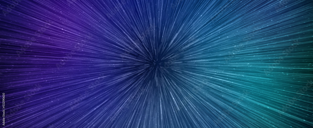 Hyperspace speed effect in night starry sky. Bright blue galaxy ...