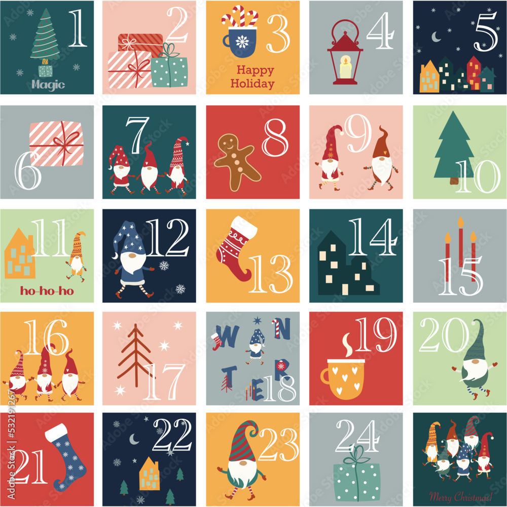 Christmas advent calendar - 25 hand drawn cards is a December countdown ...