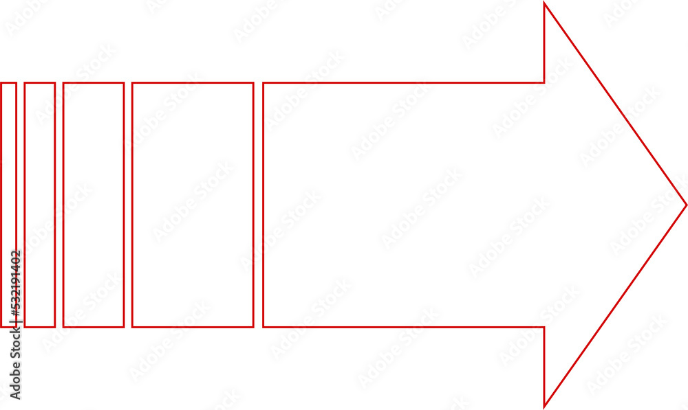 Red outlined arrow shape. Symbol for rising costs, expenses. Isolated ...