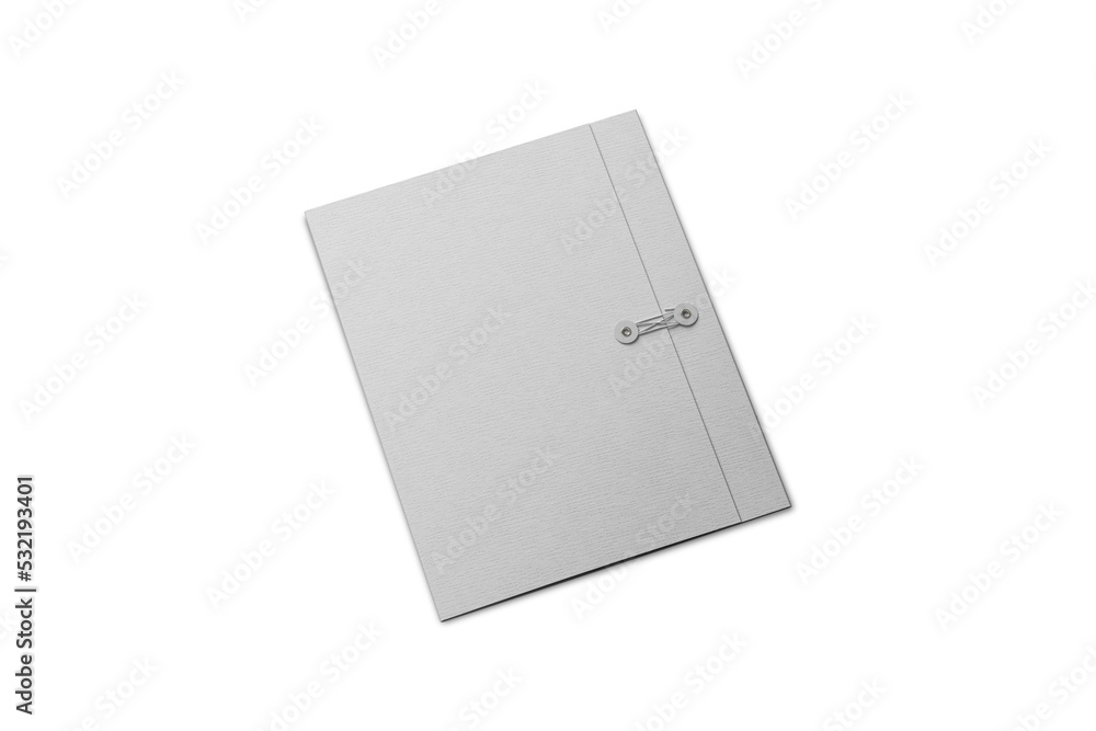 Blank paper folder with string mockup isolated on white background. 3d ...
