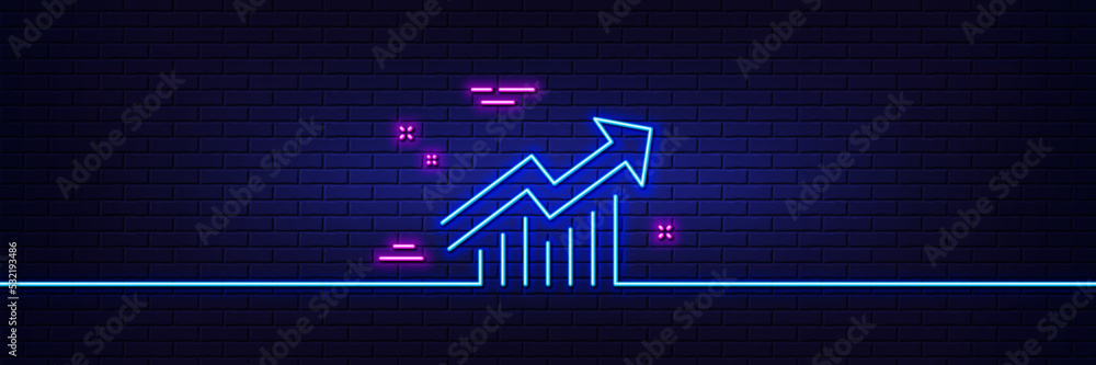 Neon light glow effect. Chart line icon. Report graph or Sales growth ...