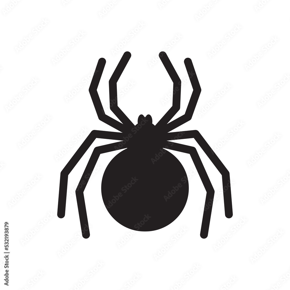 Spider Icon, Black Widow Silhouette, Halloween Symbol, Arachnid Sign ...