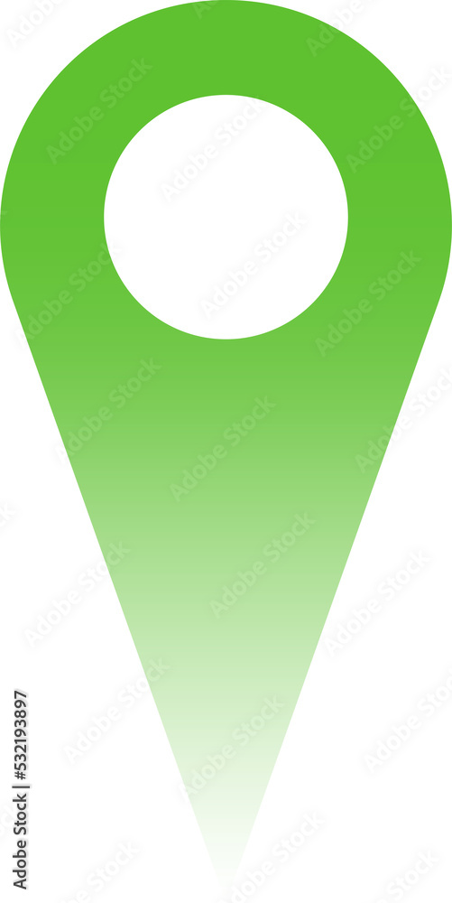 Green gradient filled location pin icon. Map symbol, home sign. Flat ...
