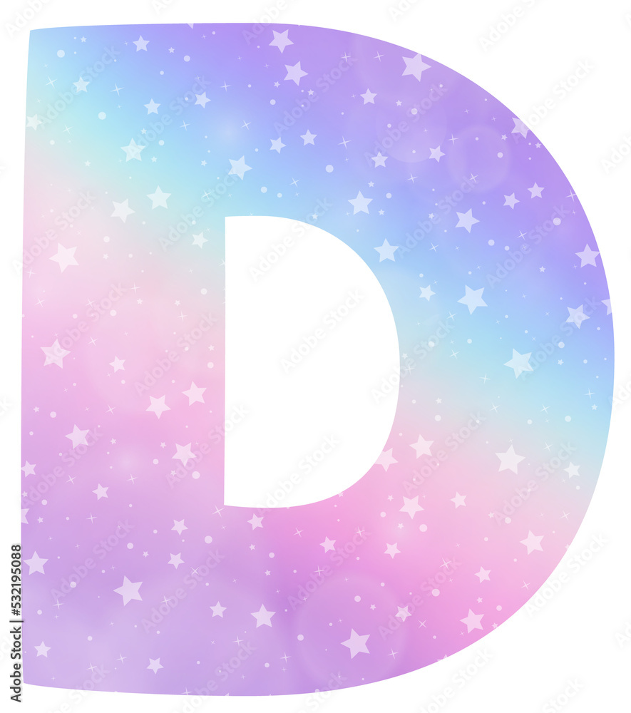 Uppercase Letter D Fantasy alphabet rainbow unicorn Stock Illustration ...