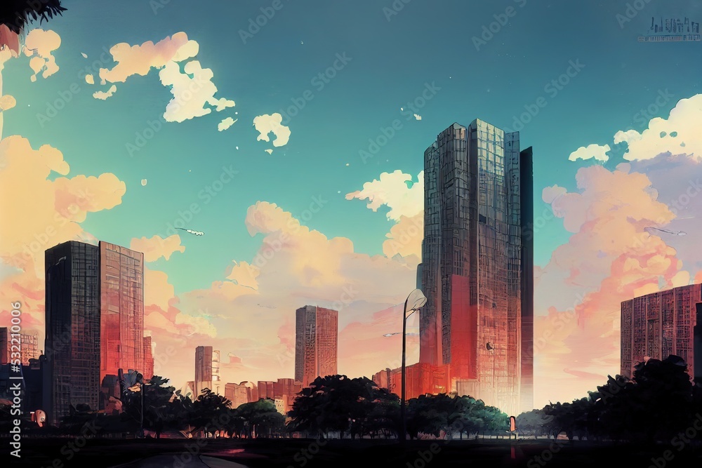 Lusaka city 2d Anime illustration V2 High quality 2d illustration Stock ...