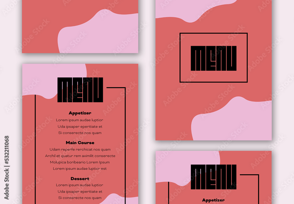 Pink And Red Bold Menu Stock Template | Adobe Stock