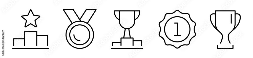 Winning icon set. Winers icon collection. Set of Winner medal. Trophy ...