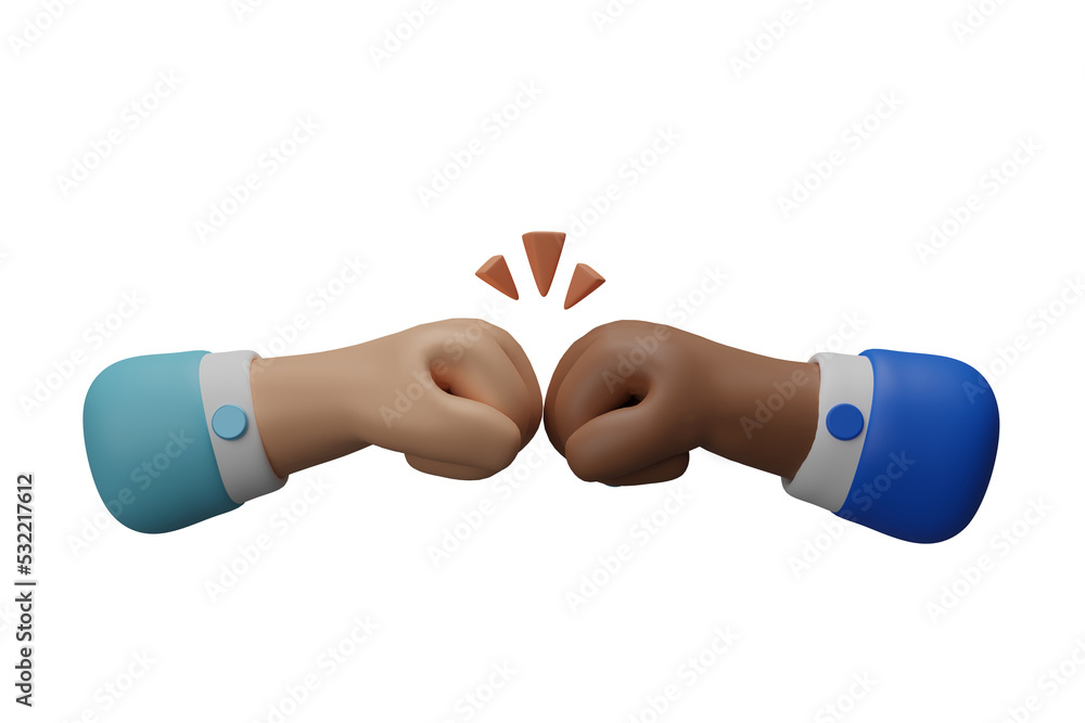3d cartoon hand giving fist bump. Power of teamwork concept, agree to ...