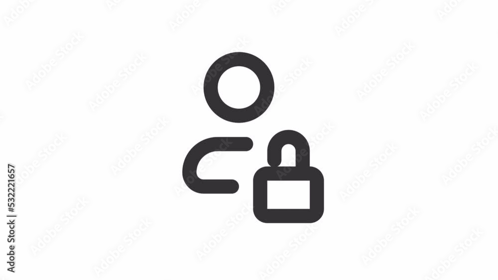 Animated private linear ui icon. Hidden contact. User profile. Seamless loop 4k video with alpha ...