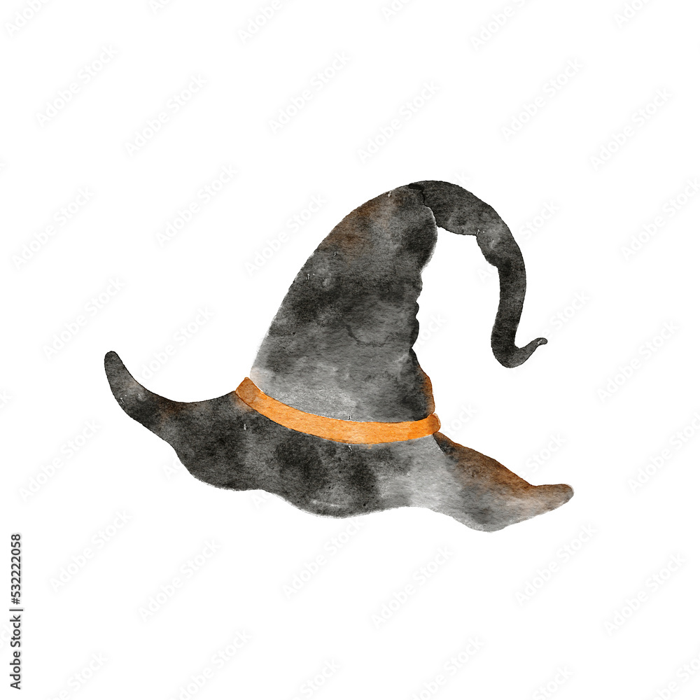 Watercolor halloween witch hat illustration isolated on white ...