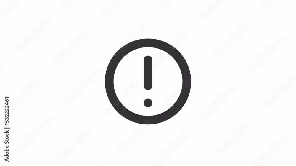 Animated warning linear ui icon. Circular shaped exclamation mark ...