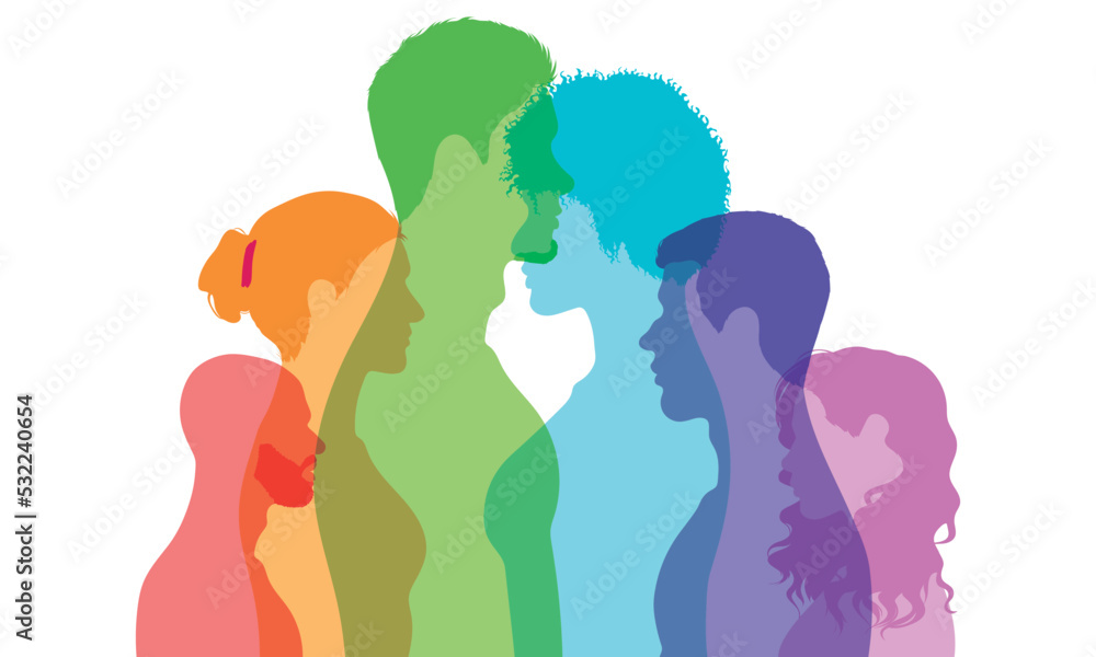 Community and Flat cartoon vector illustration of multicultural and ...