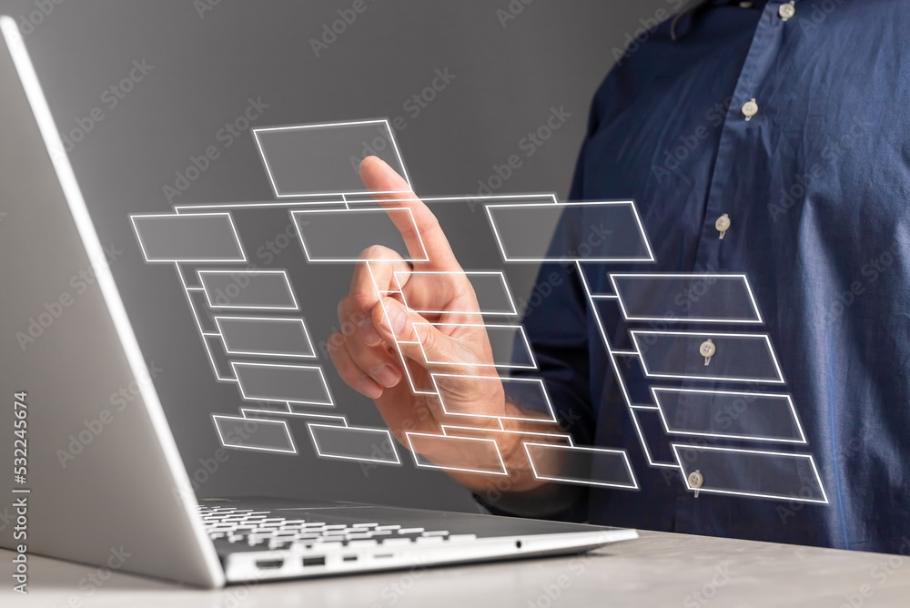 Foto de Business digital flowchart, scheme. Abstract strategy, work ...