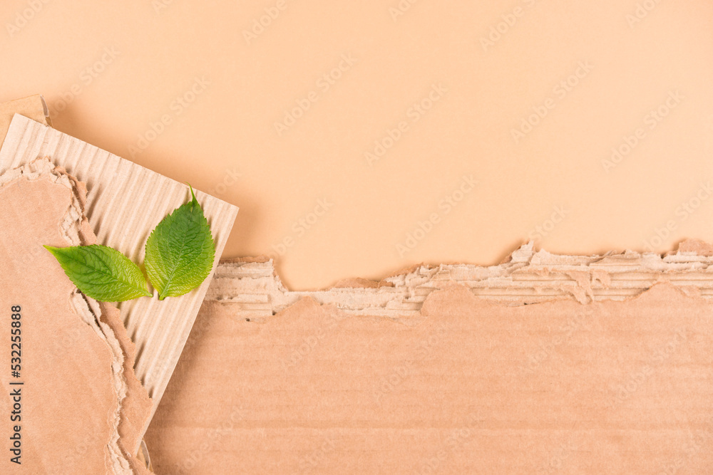 Paper sustainable packaging background - many corrugated cardboard ...