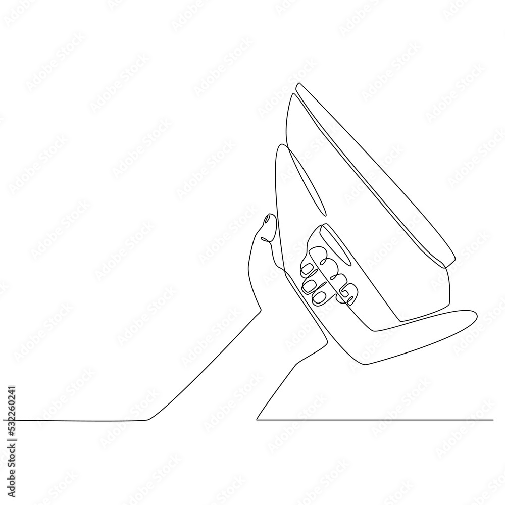 Continuous line drawing of hands holding iron Stock Vector | Adobe Stock