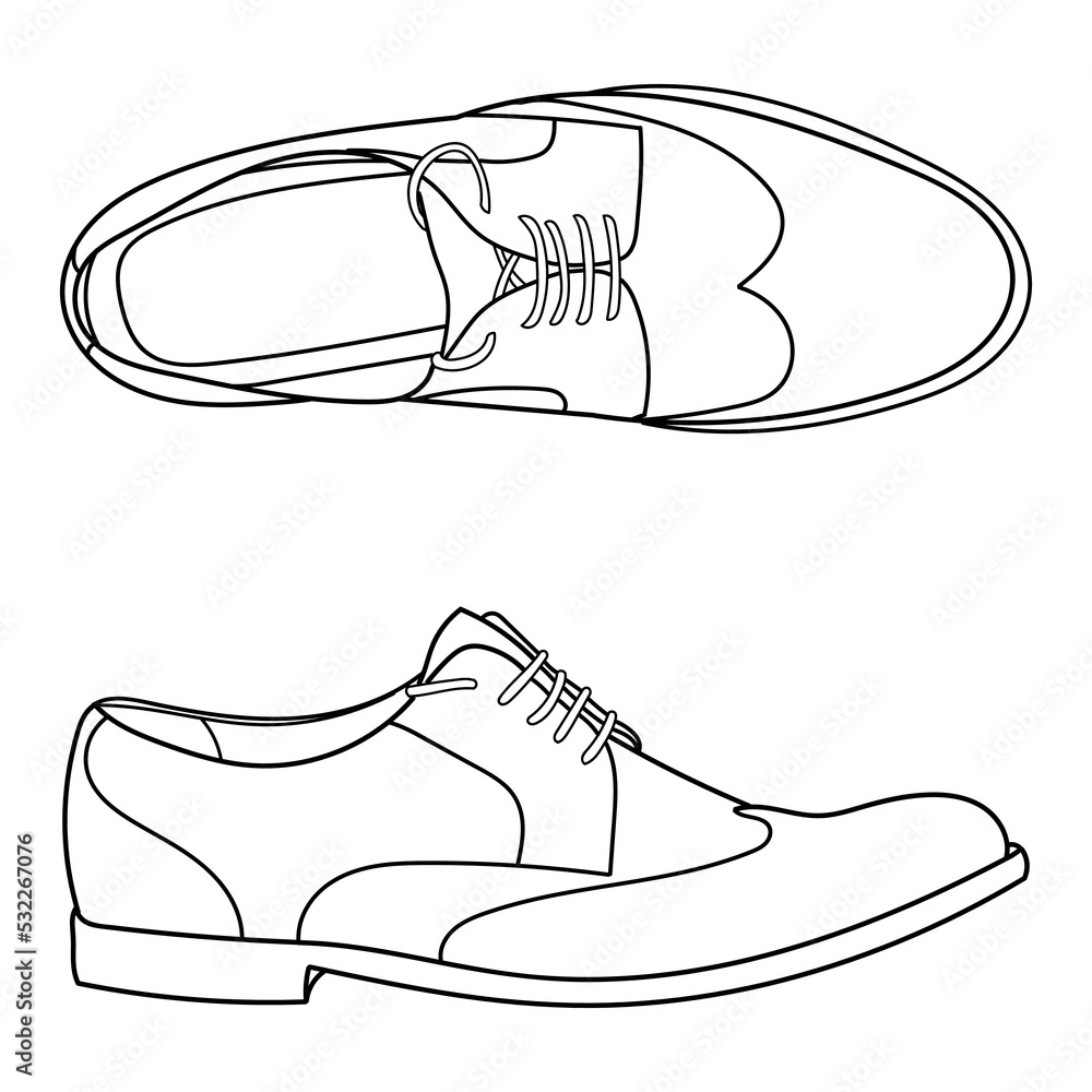 Vector hand drawing illustration with men brogue fashion shoes.Doodle ...