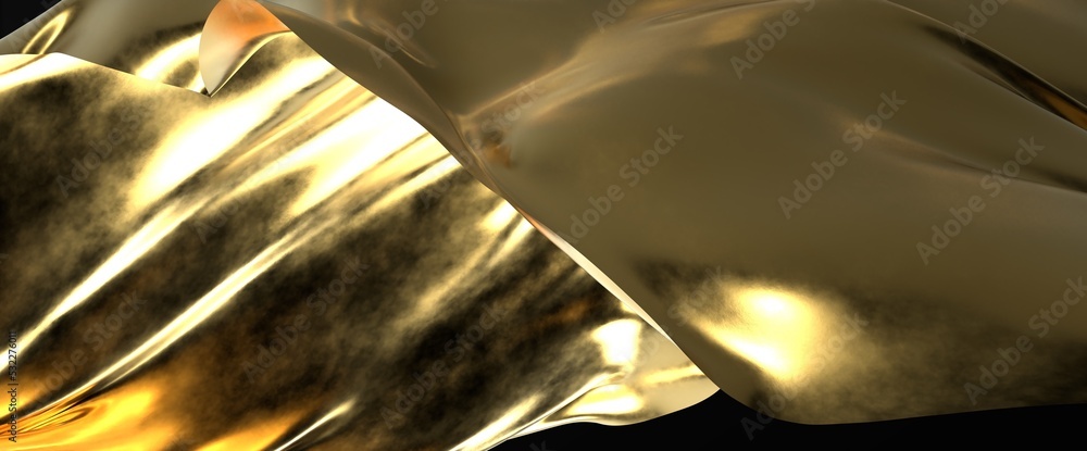 Flying gold cloth isolated on white background 3D render Stock Photo ...