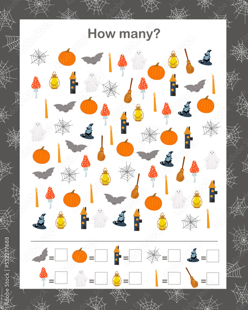 How many counting educational game for kids Halloween topical ...