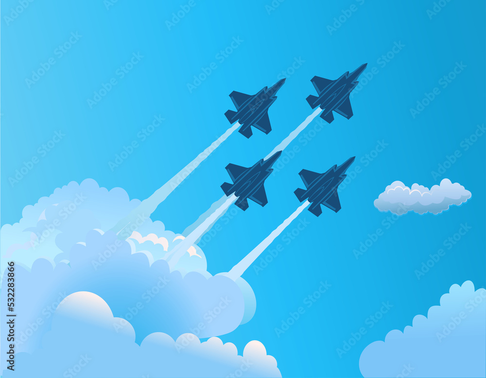 Eagle fighter jet plane taking off during exercise Stock Illustration ...