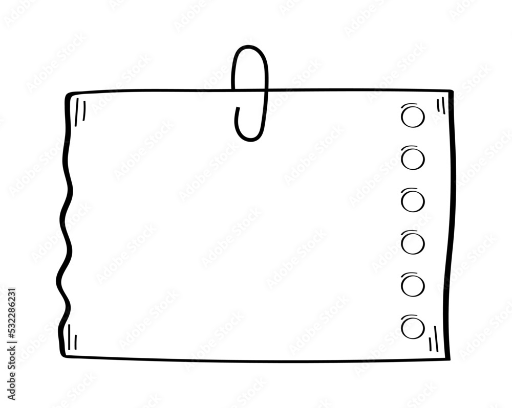 Paper empty sheet in doodle style. Sketch stikers vector illustration ...
