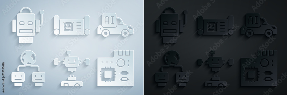 Set Disassembled robot, Autonomous smart car, Artificial intelligence ... Set Disassembled robot, Autonomous smart car, Artificial intelligence ...