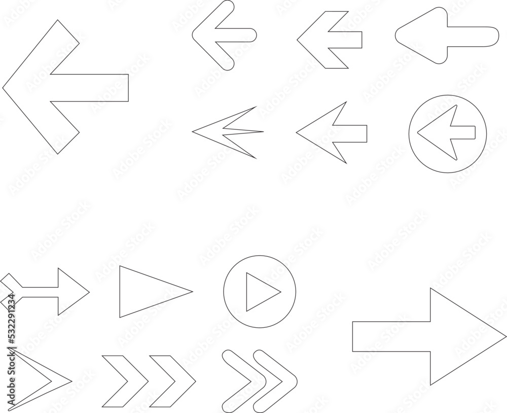 Arrow icon set isolated on white background. Trendy collection of ...
