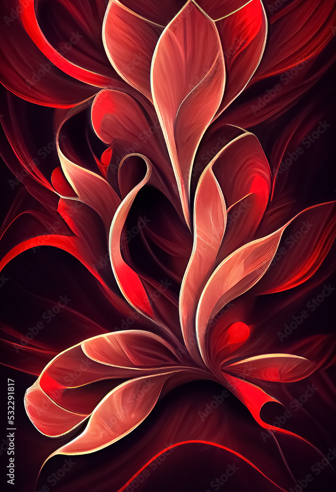Abstract red flower background, digital illustration. Created with ...