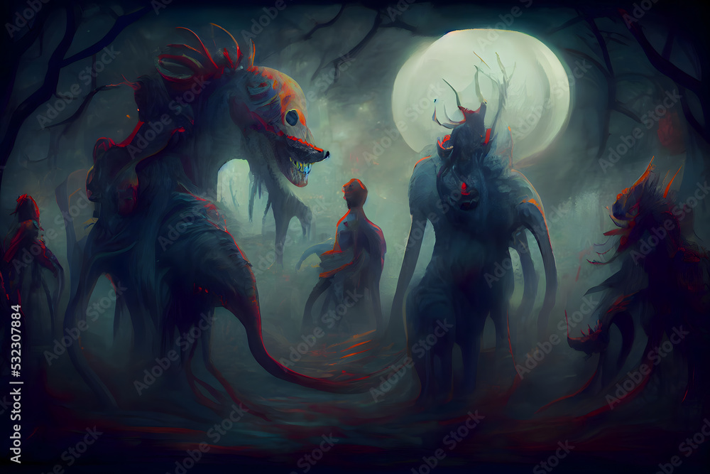 creepy fantastic nightmare alien creatures, neural network generated ...