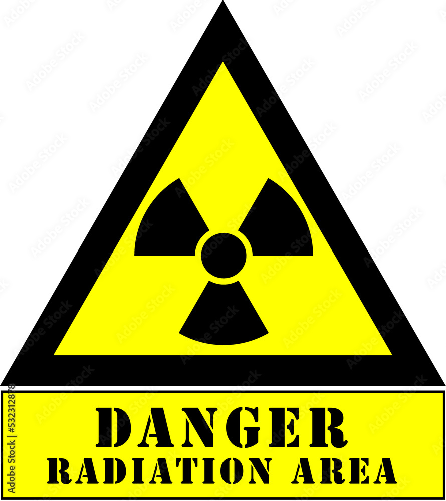Nuclear, Danger symbol with indication of radioactive area, with ...