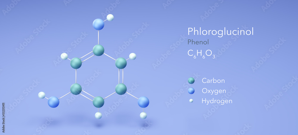 phloroglucinol, molecular structures, phenol, 3d model, Structural ...