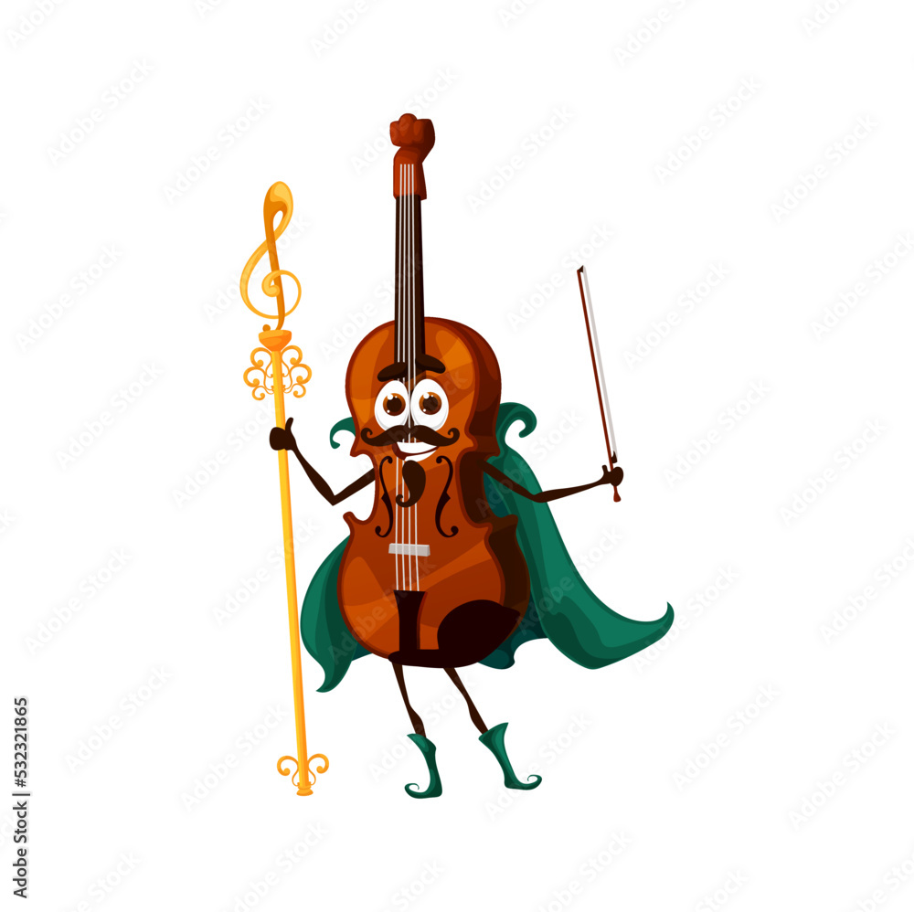Cartoon violin magician character. Isolated vector musical string ...