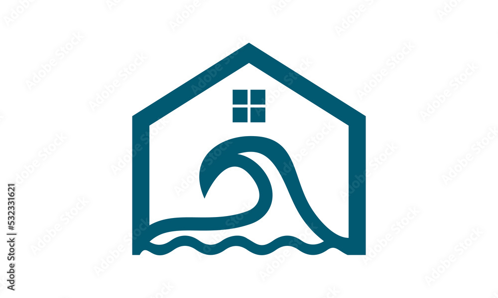 logo house wave vector Stock Vector | Adobe Stock