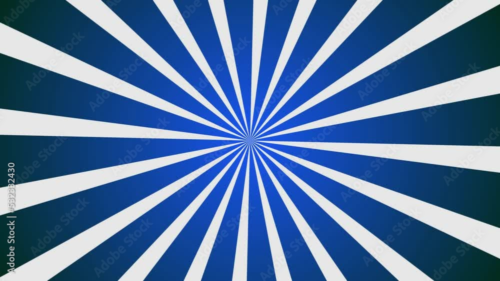 Blue background animation. Sunburst, radial, sun light, circus, stripe ...