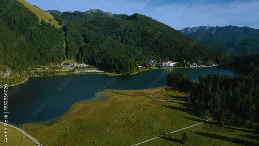 Lake Spitzingsee in the Bavarian Austrian Sudelfeld Wendelstein alps ...