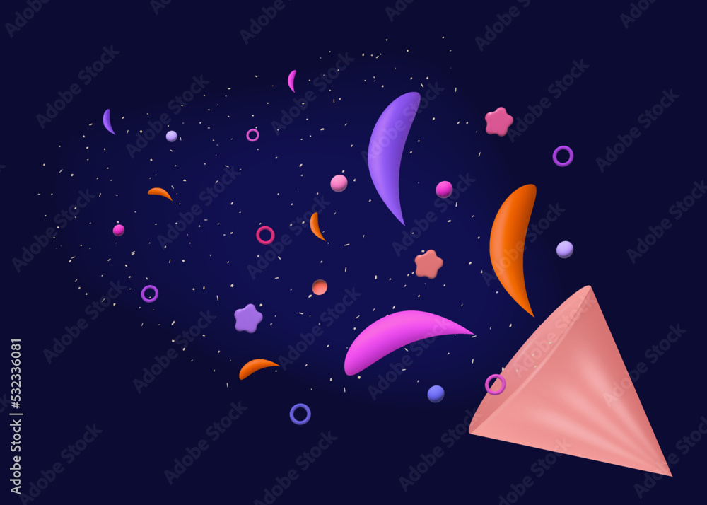 3d night party, vector banner. Opening of the festival or event ...