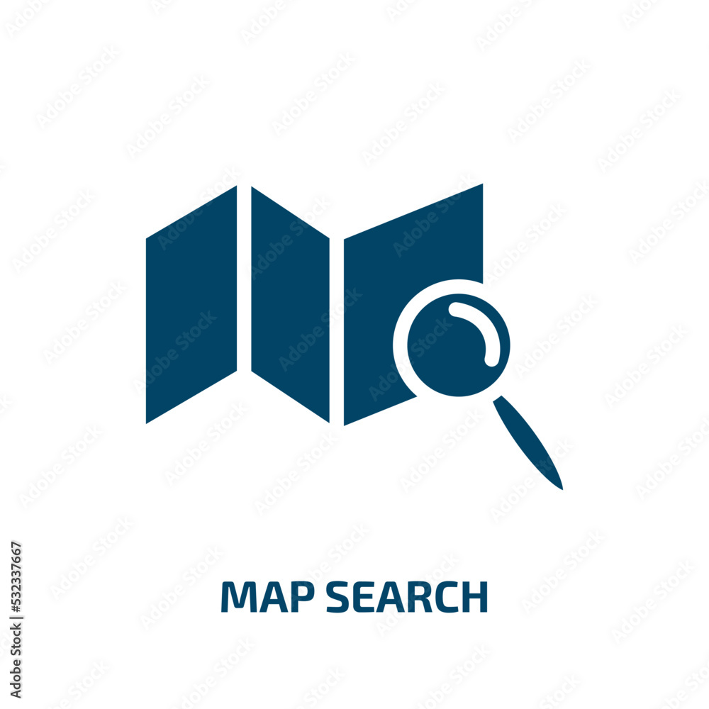 map search icon from general collection. Filled map search, search, map ...