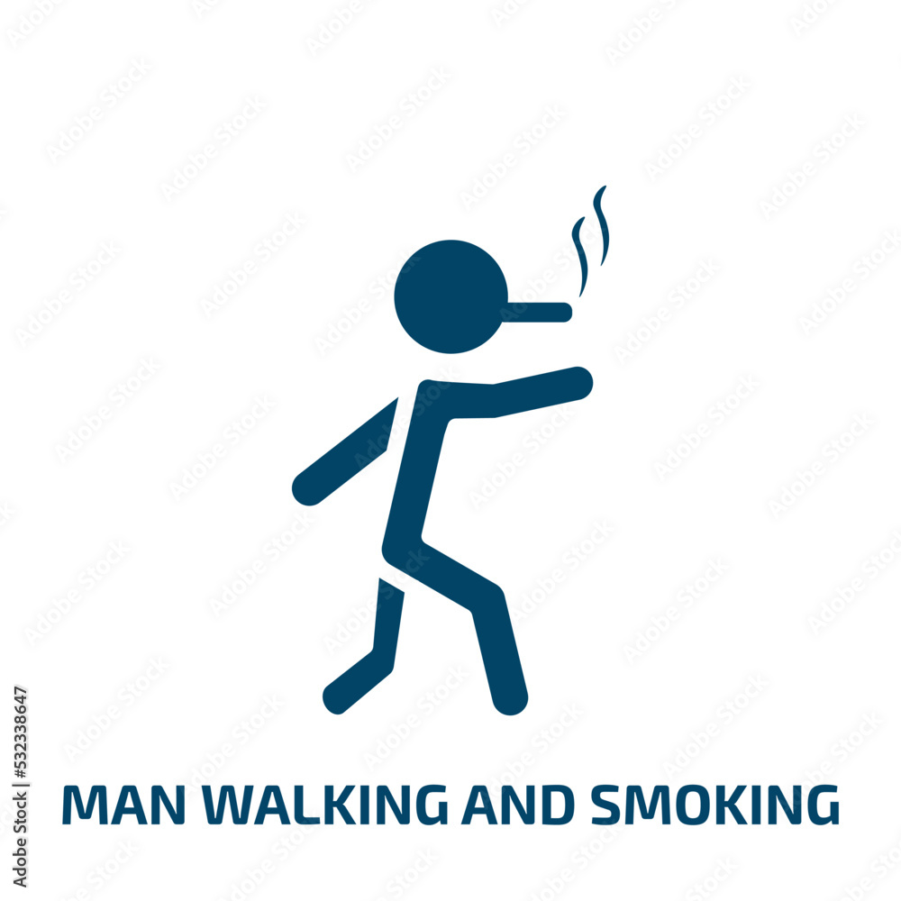 man walking and smoking icon from people collection. Filled man walking ...