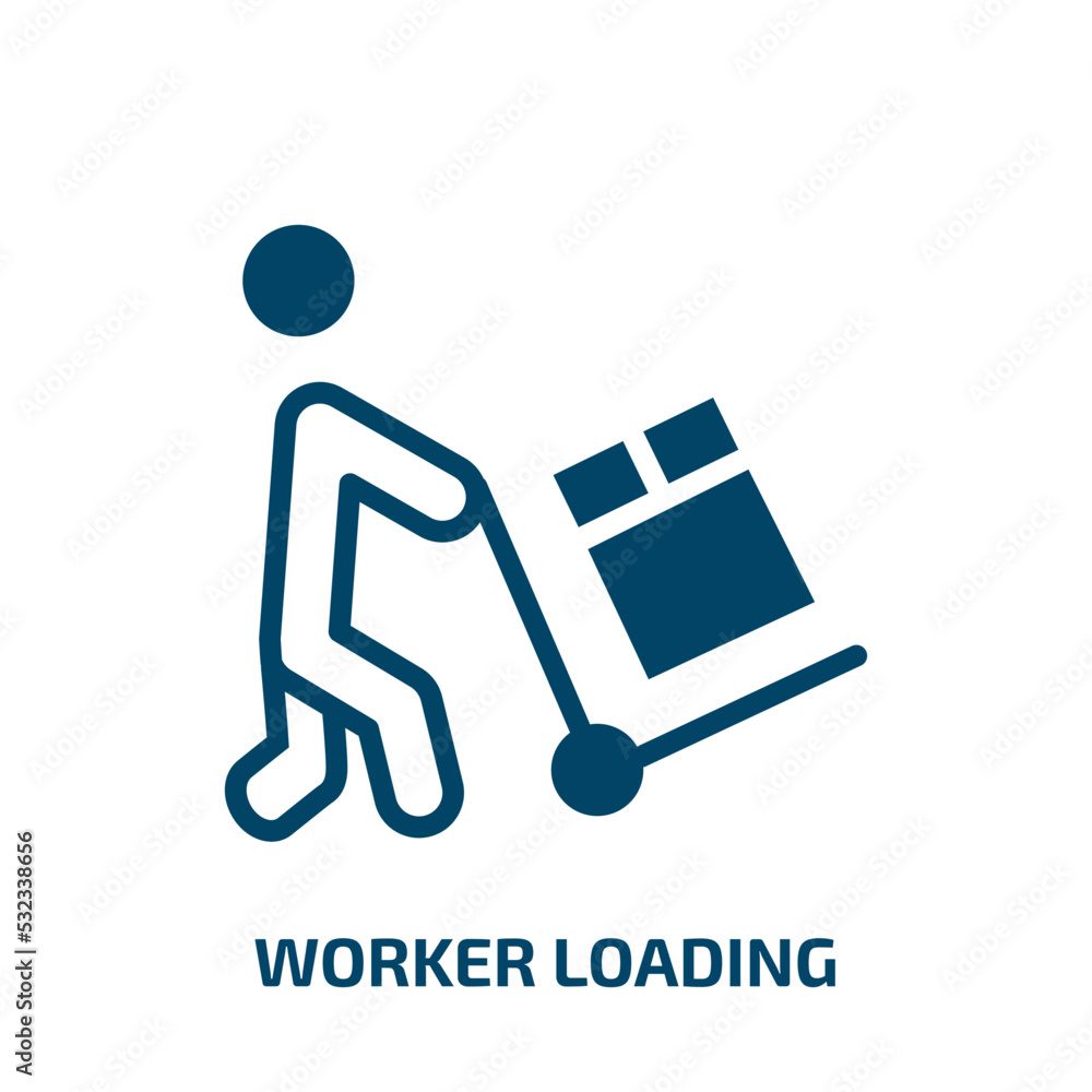 worker loading icon from people collection. Filled worker loading ...