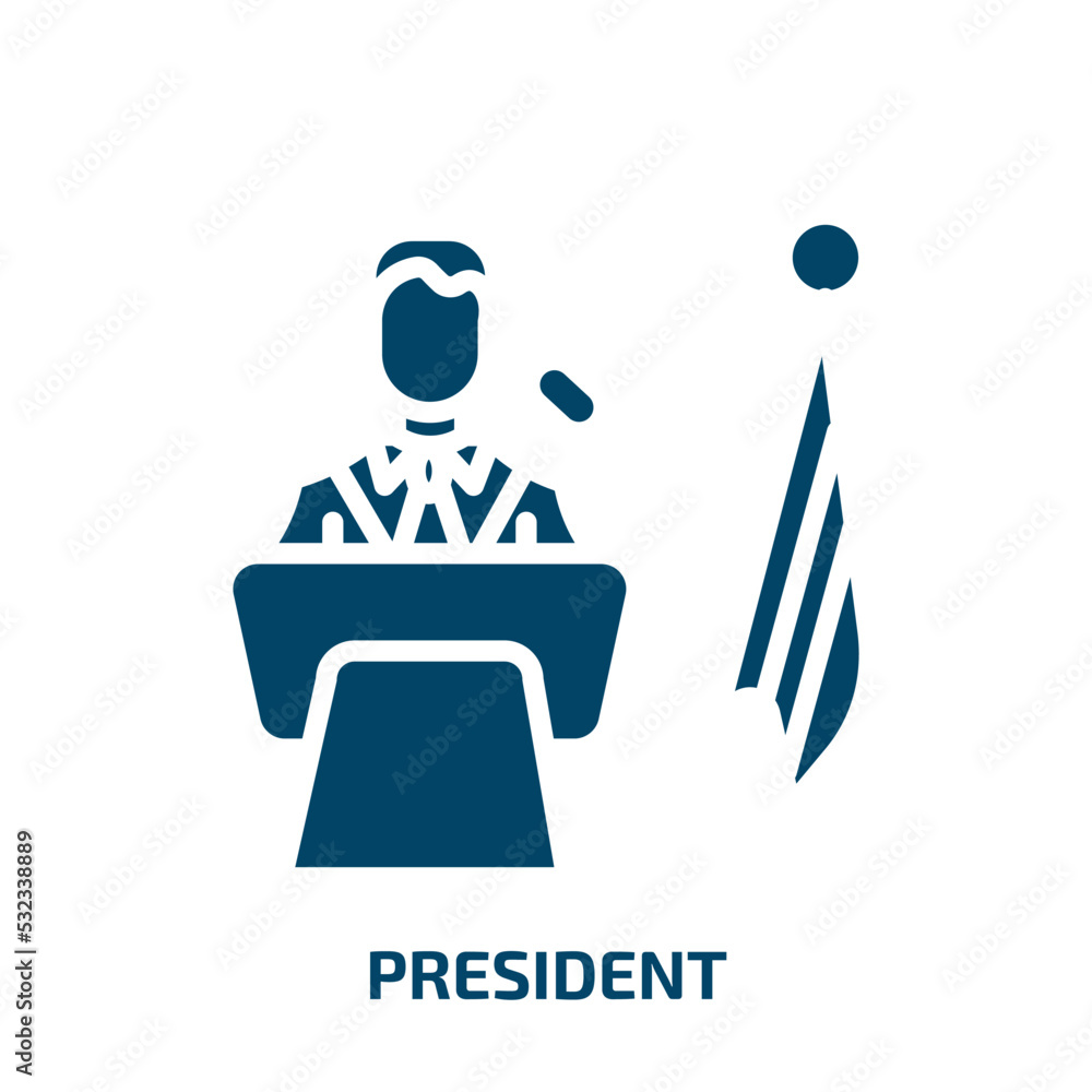 president icon from professions collection. Filled president, leader ...