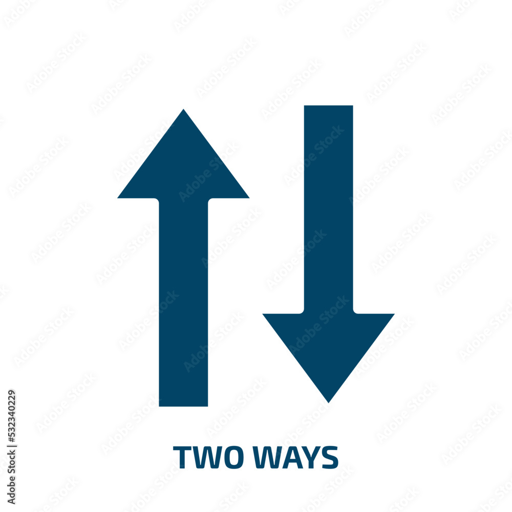 two ways icon from traffic signs collection. Filled two ways, two, way ...