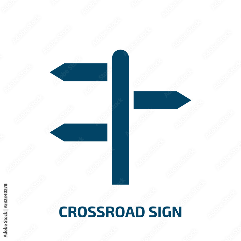 crossroad sign icon from traffic signs collection. Filled crossroad ...