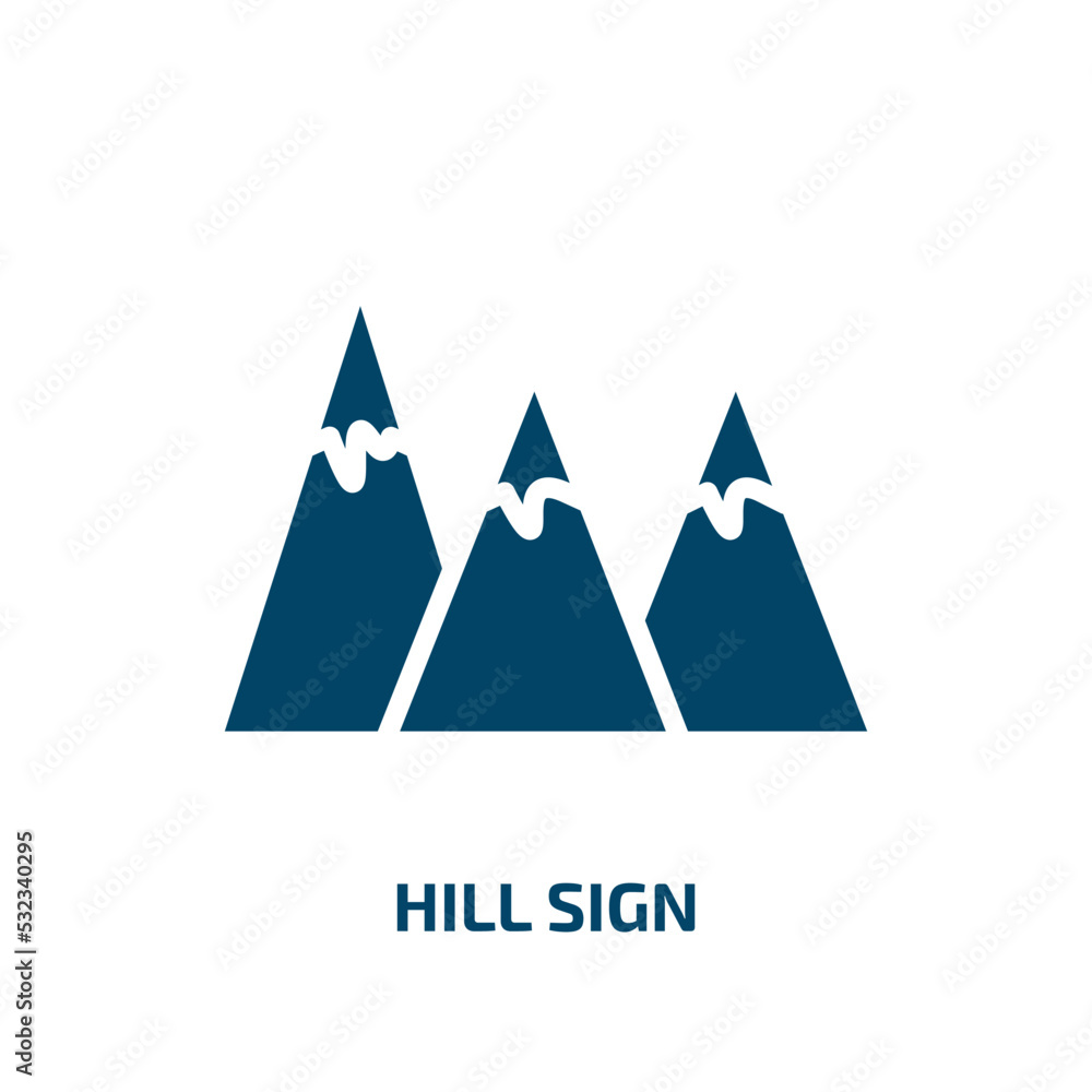 hill sign icon from traffic signs collection. Filled hill sign ...